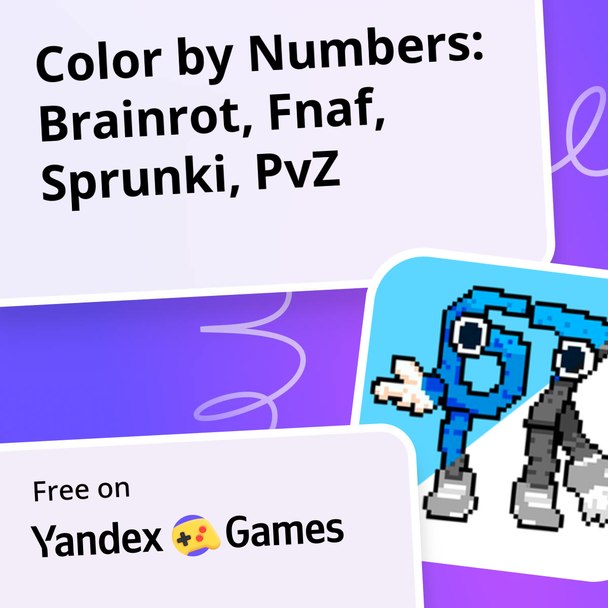 Color by Numbers: Brainrot, Fnaf, Sprunki, PvZ - play online for free ...