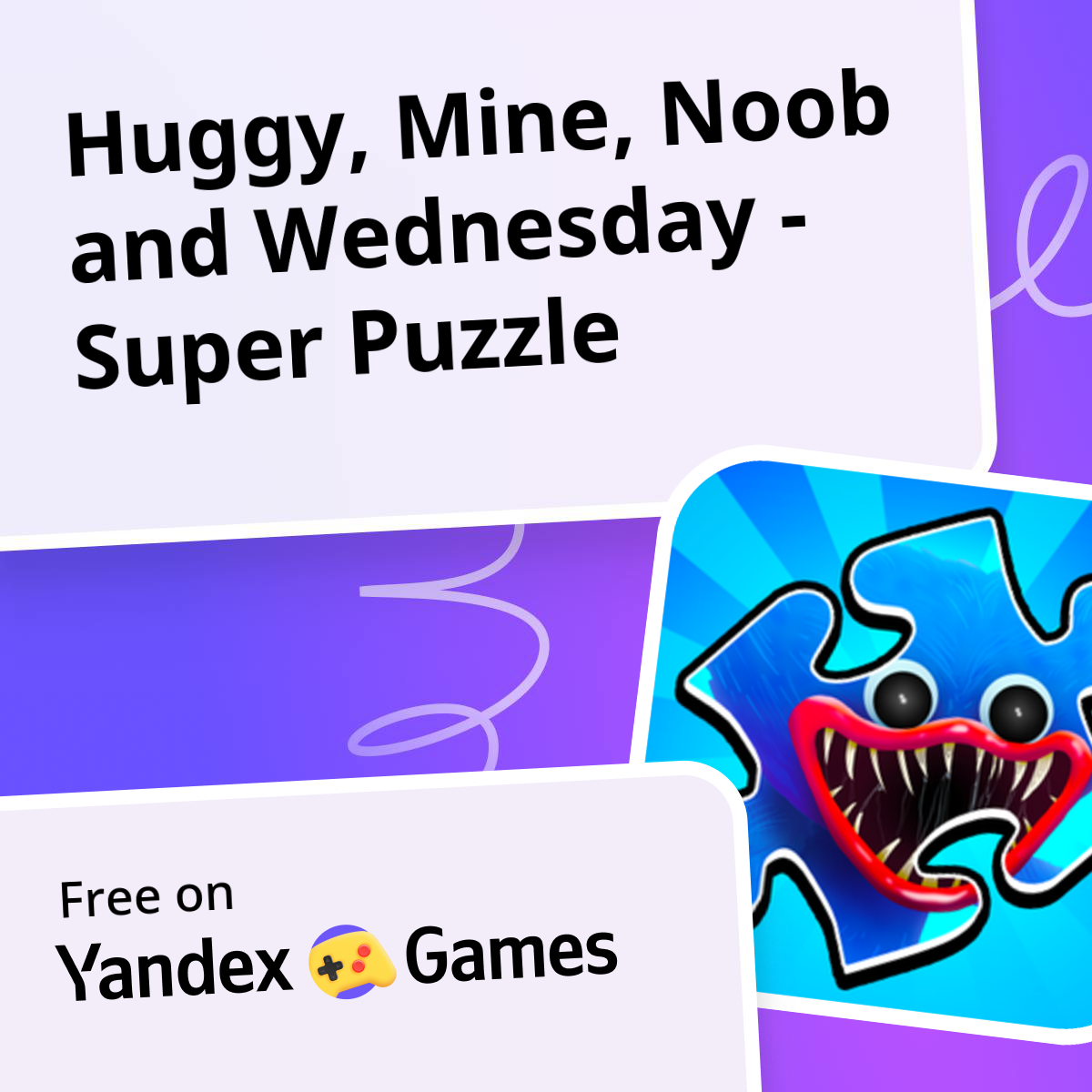 Huggy, Mine, Noob and Wednesday - Super Puzzle - play online for free ...